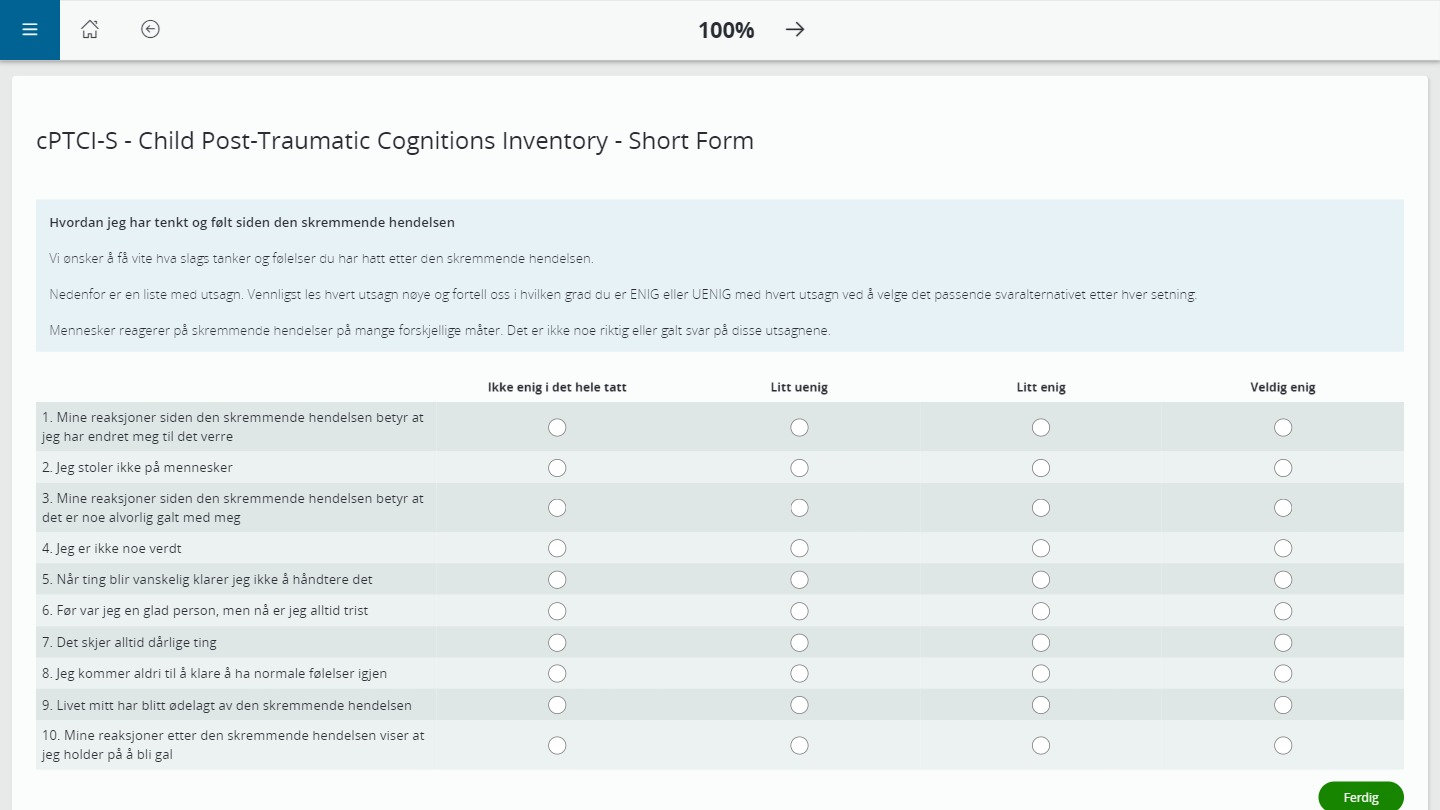 Child Post-Traumatic Cognitions Inventory – Short Form