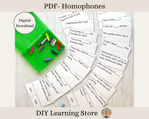 Homophones Activity Cards | Diylearning