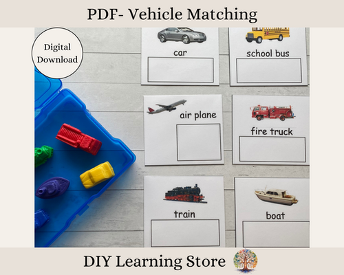 Vehicle Matching Activity Cards | Diylearning