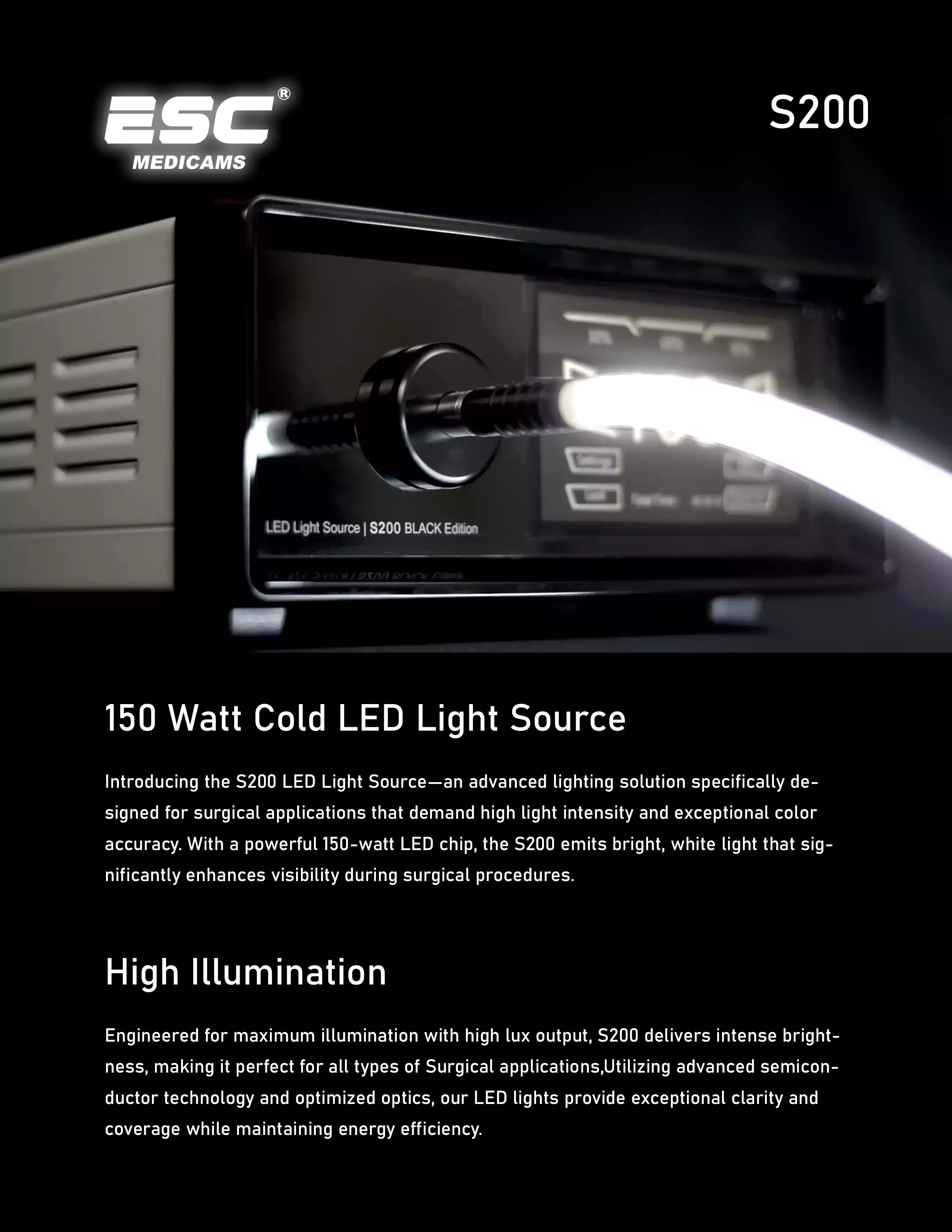 Endoscopy Light Source | 150 Watt LED | S200 | ESC Medicams
