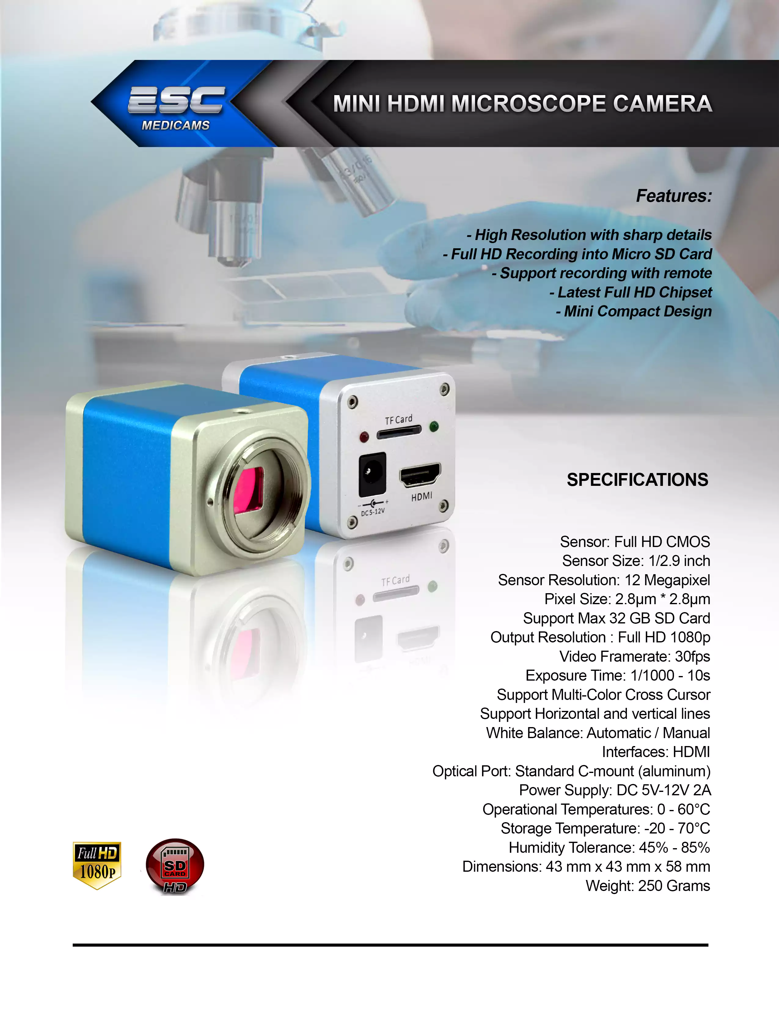 PCB Inspection and repairing Microscope Camera System - Full HD