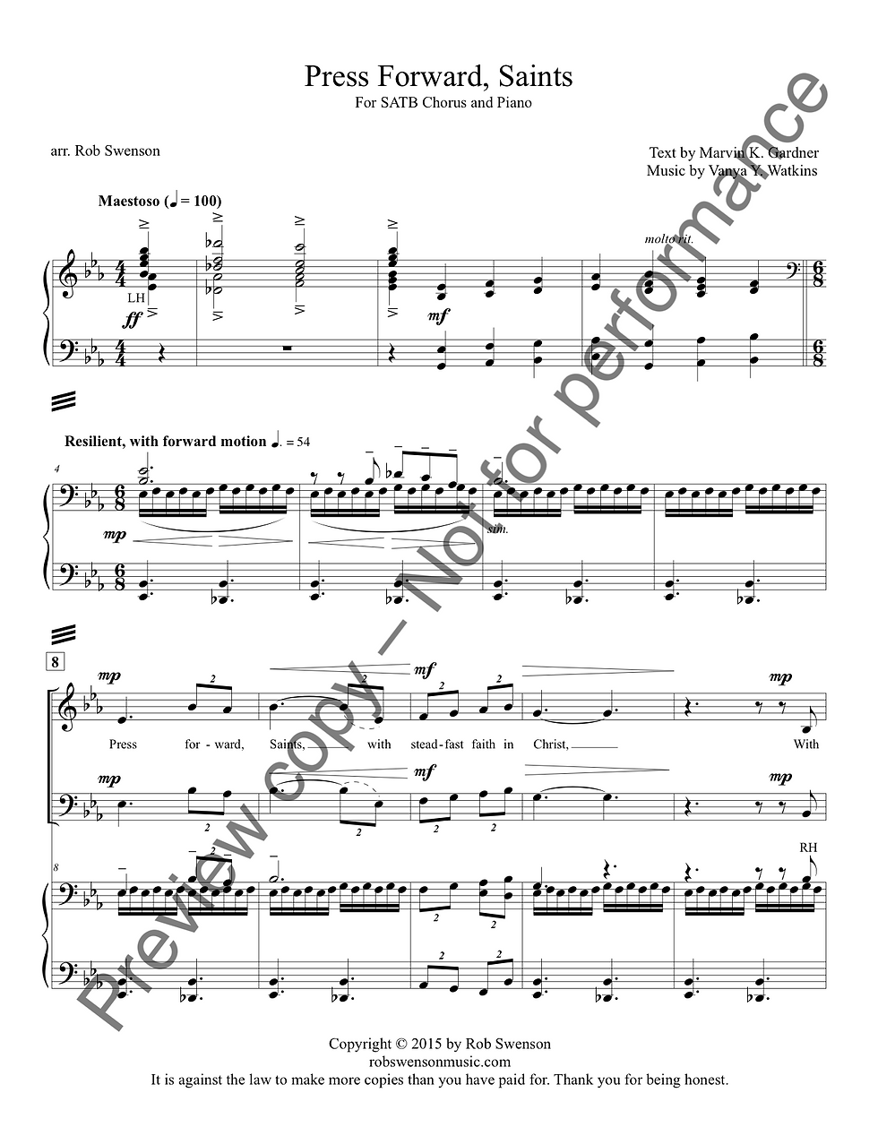 Press Forward, Saints (SATB choir and piano) | robswensonmusic