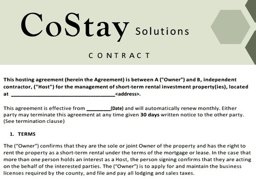 Airbnb & VRBO Co-Hosting and Property Management Contract Template ...