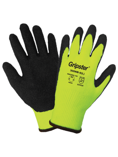 Global Glove Gripster Hi-Viz Glove w/Etched Rubber Coating; 300NB ...