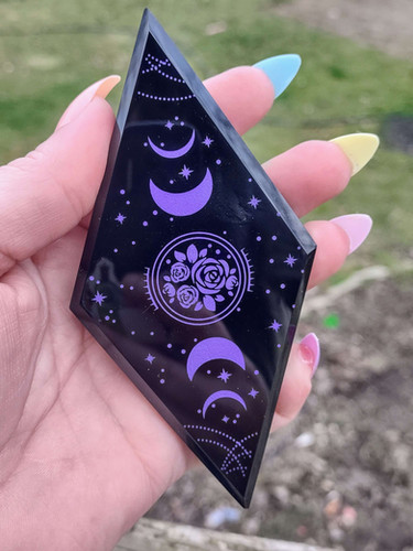 Obsidian Moon Phase Diamond w Stand | SpellFire