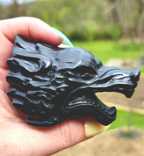 Obsidian Wolf Head Med./Lrg | SpellFire