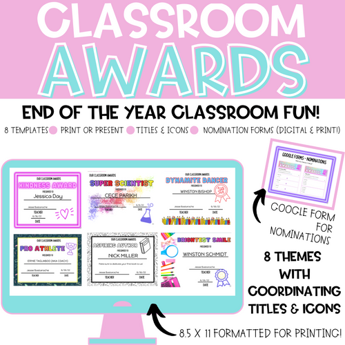 End of Year Class Awards/Superlatives - Digital or Printable | Jess ...