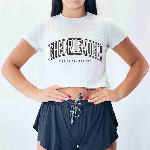 Cheerleader White Cropped Tee | flycheergear