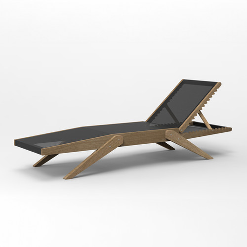 MADE INFINE | Batyline design sun lounger in wood and fabric