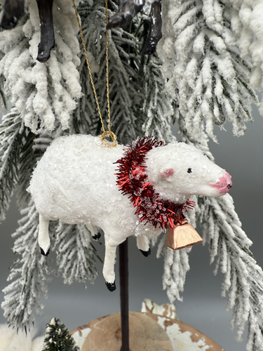 White Sheep Spun Cotton Ornament | Jeanette Crooks