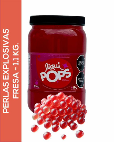 Perlas explosivas liquipops sabor a fresa x 1100 gramos | Topping Frozen