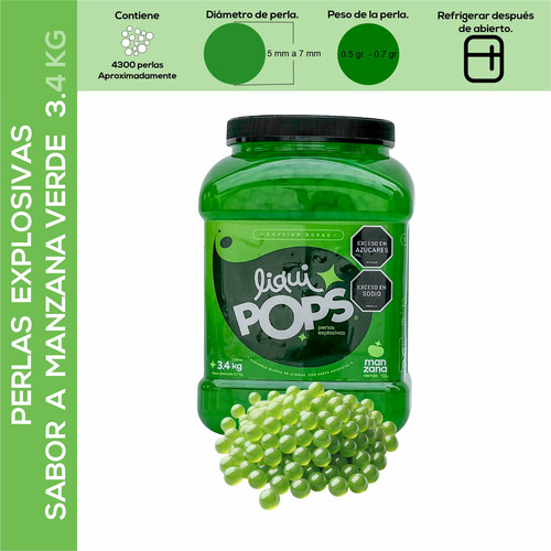 Perlas explosivas liquipops sabor a Manzana verde x 3400 gramos ...