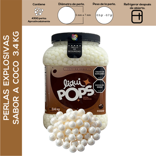 Perlas explosivas liquipops sabor a coco x 3400 gramos | Topping Frozen