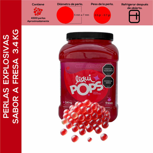 Perlas Explosivas LiquiPops Sabor Fresa 3400g | Topping Frozen