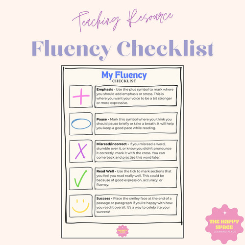 My Fluency Checklist | Happy Space Learning