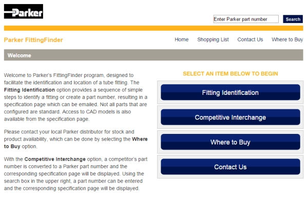 Parker's Interactive Fitting Finder