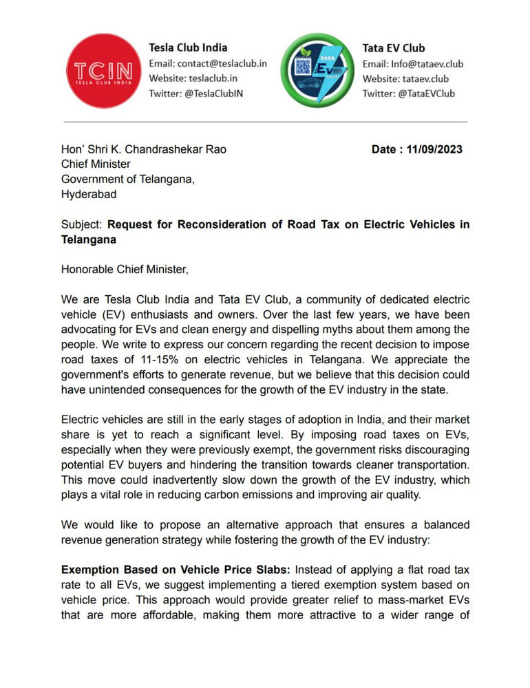 Letter to Telangana Govt Requesting them to Reconsider their Decision ...