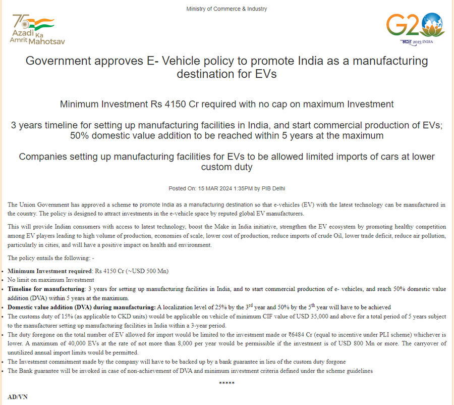 Everything about new EV Policy allowing Reduced import duty | Tesla ...