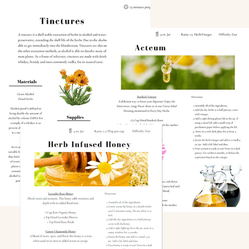 Herbal Preparations Laminated Reference & Recipe Set of 12 | Yahs ...