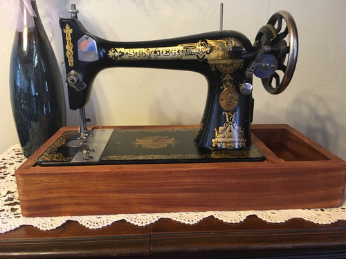 Sewing machine base with accessory storage | BlackMesquiteWoodCo.