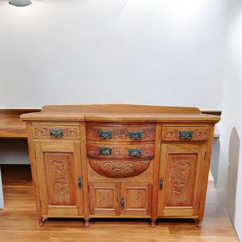 Federation Carved Pine Sideboard with four Drawers and four doors ...