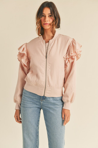 Ruffle sleeve bomber jacket | Nusa Boutique