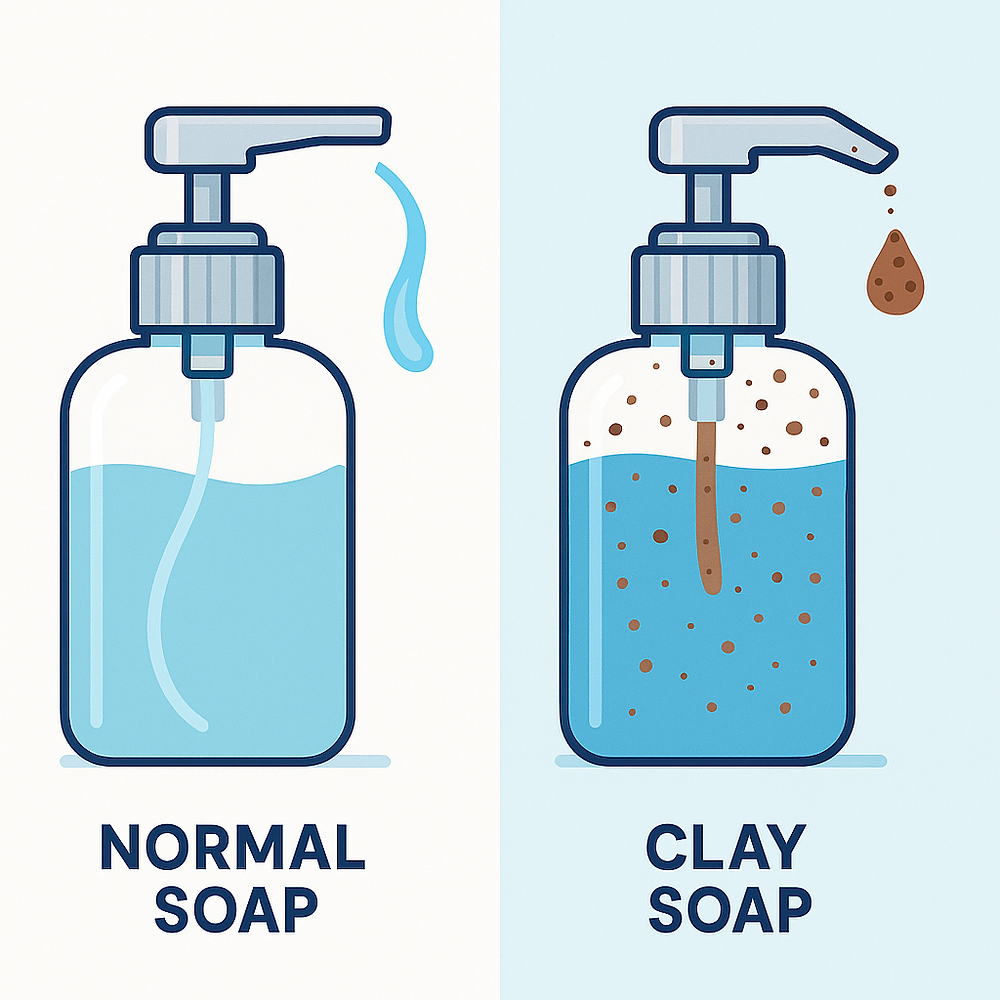 Why does clay soap cause automatic soap dispensers to break quickly?