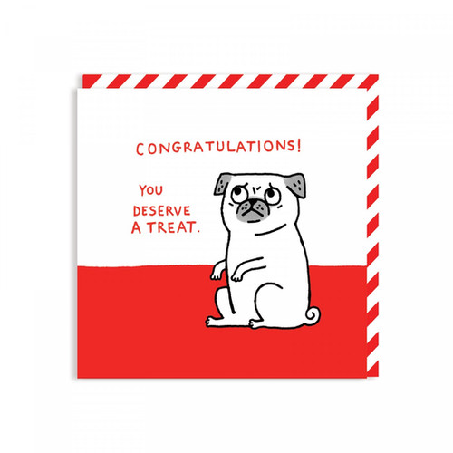 Congratulations 'You deserve a treat' Card | The Pug Shop