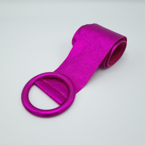 Metallic hot fuchsia pink soft leather wide cinch belt | Tangerine Taggle