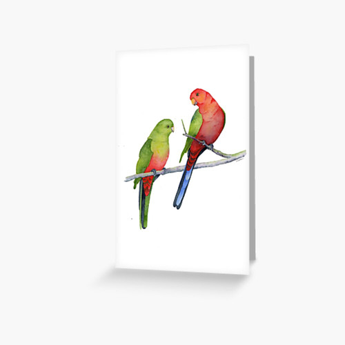 Greeting Card - Pair of King Parrots | Art with Amy