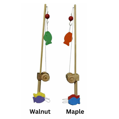 Wooden Toy Fishing Pole With A Hook And 3 Fish | My Unique Wooden Toys
