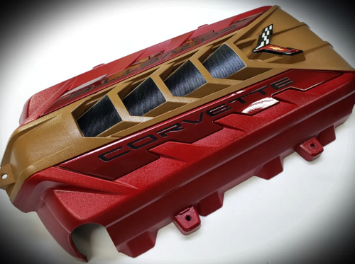 C8 CORVETTE ENGINE COVER- EDGE RED- NAPA TAN- INDUCTION SERIES | CRCP