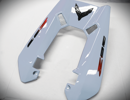 C8 ZO6 CORVETTE ENGINE COVER-CERAMIC MATRIX GRAY- RED AND BLACK TRIM | CRCP