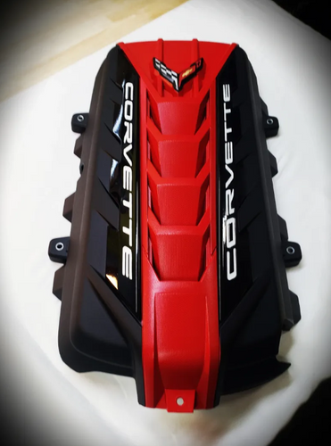 C8 CORVETTE ENGINE COVER- MATTE BLACK-TORCH RED | CRCP