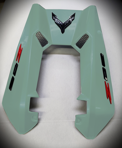 C8 ZO6 CORVETTE ENGINE COVER- CACTI- RED AND BLACK TRIM | CRCP