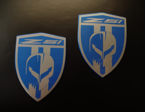 C8 CORVETTE Z51 FENDER BADGES- SILVER ON RIPTIDE BLUE | CRCP