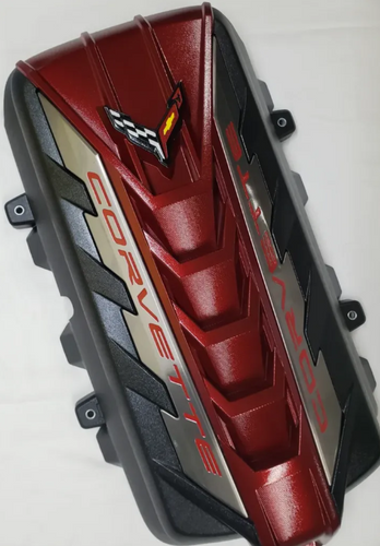 C8 CORVETTE ENGINE COVER- BLACK AND EDGE RED | CRCP
