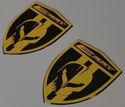 C8 CORVETTE ERAY FENDER BADGES- CARBON FLASH- YELLOW JAKE | CRCP