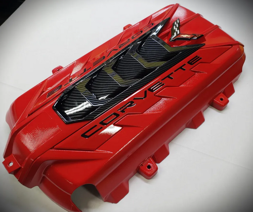 C8 CORVETTE ENGINE COVER-TORCH RED-HCF- TORCH RED AND BLACK | CRCP
