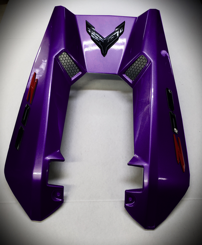 C8 ZO6 CORVETTE ENGINE COVER- HYSTERIA PURPLE- RED AND BLACK TRIM | CRCP
