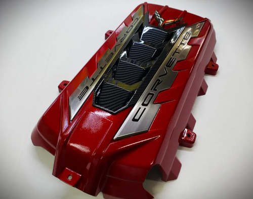 C8 CORVETTE ENGINE COVER- EDGE RED- HCF CENTER | CRCP