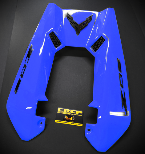 C8 ZO6 CORVETTE RAPID BLUE ENGINE COVER WITH BLACK TRIM | CRCP