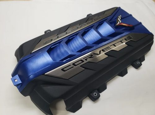 C8 CORVETTE ENGINE COVER-MATTE BLACK-ELKHART BLUE-SS RAILS | CRCP
