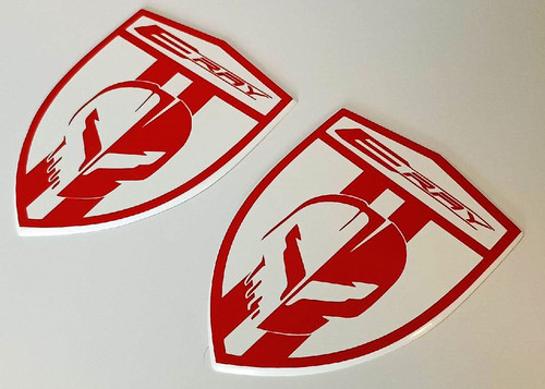 C8 CORVETTE ERAY FENDER BADGE-ARCTIC WHITE AND TORCH RED | CRCP