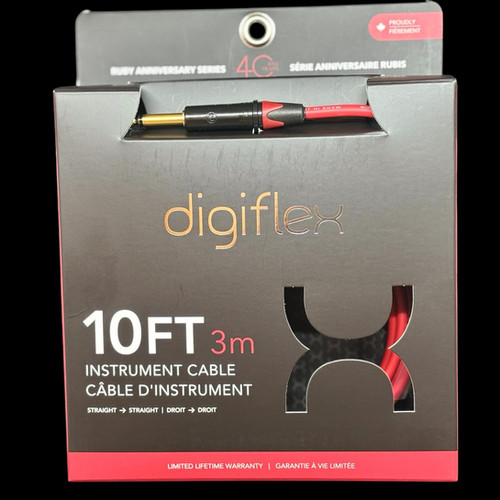 Digiflex 40th Anniversary 10-Foot Ruby Series Instrument Cable | Pro Spec Strings