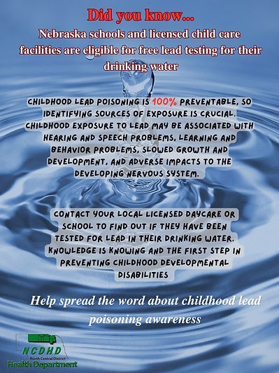 Lead Testing | North Central District Health Department | Nebraska