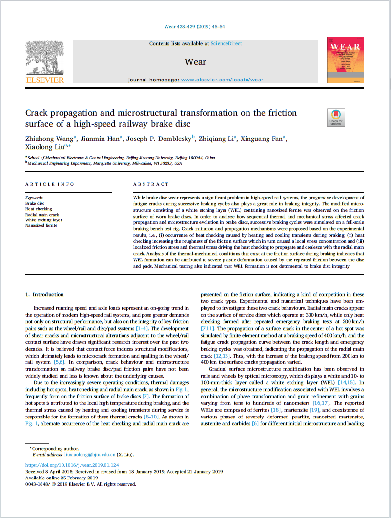 Crack propagation and microstructural transformation on the friction ...