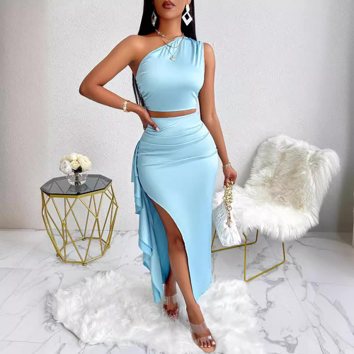 Sexy One Shoulder and Ruffle Skirt | BornToShop