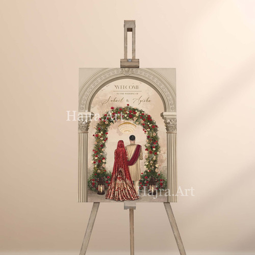 Couples Baraat Archway Welcome Sign | hajra-art