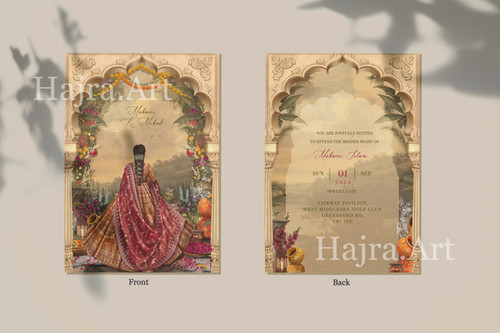 Mehfil-E-Rang Wedding Invitation | hajra-art